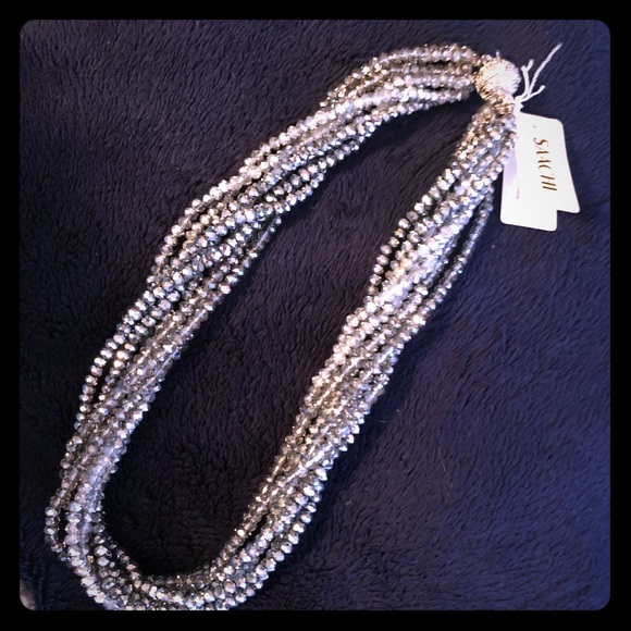 SAACHI | Jewelry | Saachi 9 Strand Silver Crystal Torsade | Poshmark
